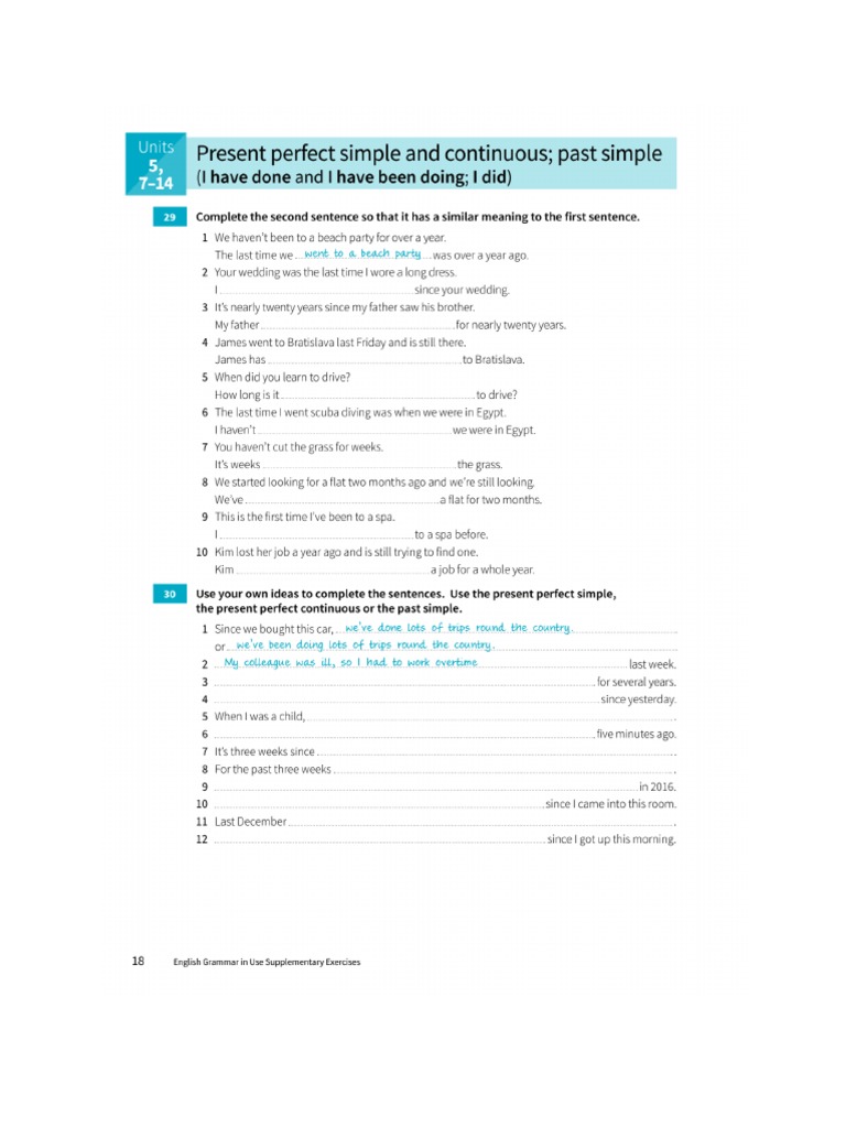 2 Present Perfect Simple, Continuous and Past Simple | PDF
