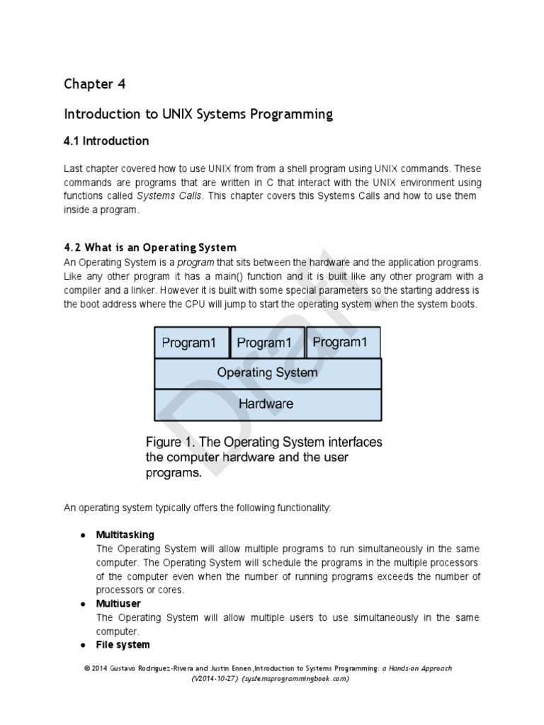 Draft: Introduction To UNIX Systems Programming | PDF | Unix | Operating System