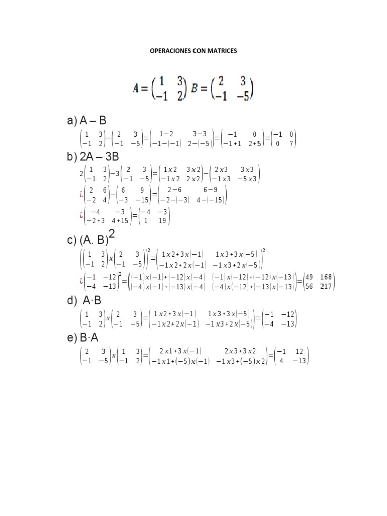 Operaciones Con Matrices | PDF