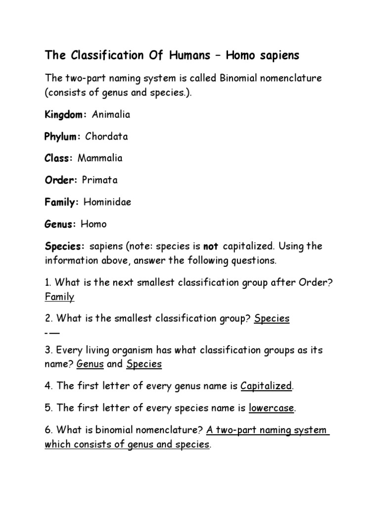Human Taxonomy: Homo sapiens Classification | PDF | Social Science ...