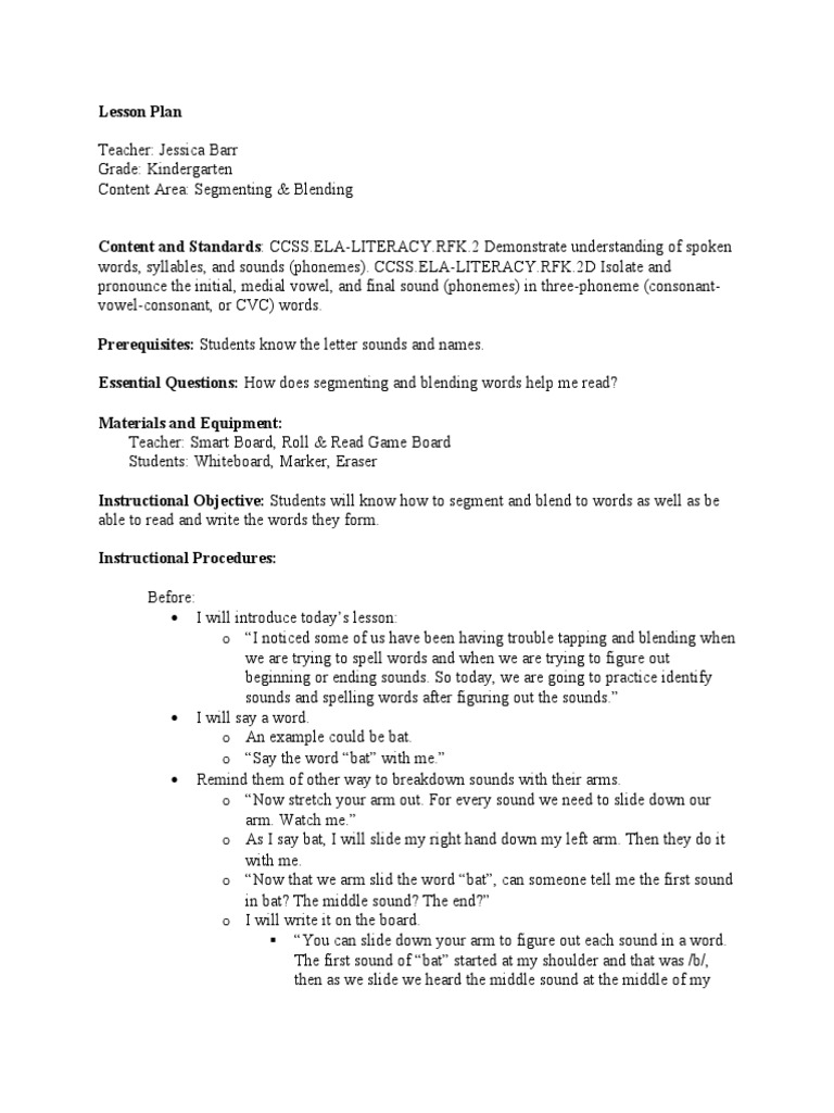 Domain 1 Lesson Plan | PDF | Syllable | Linguistics