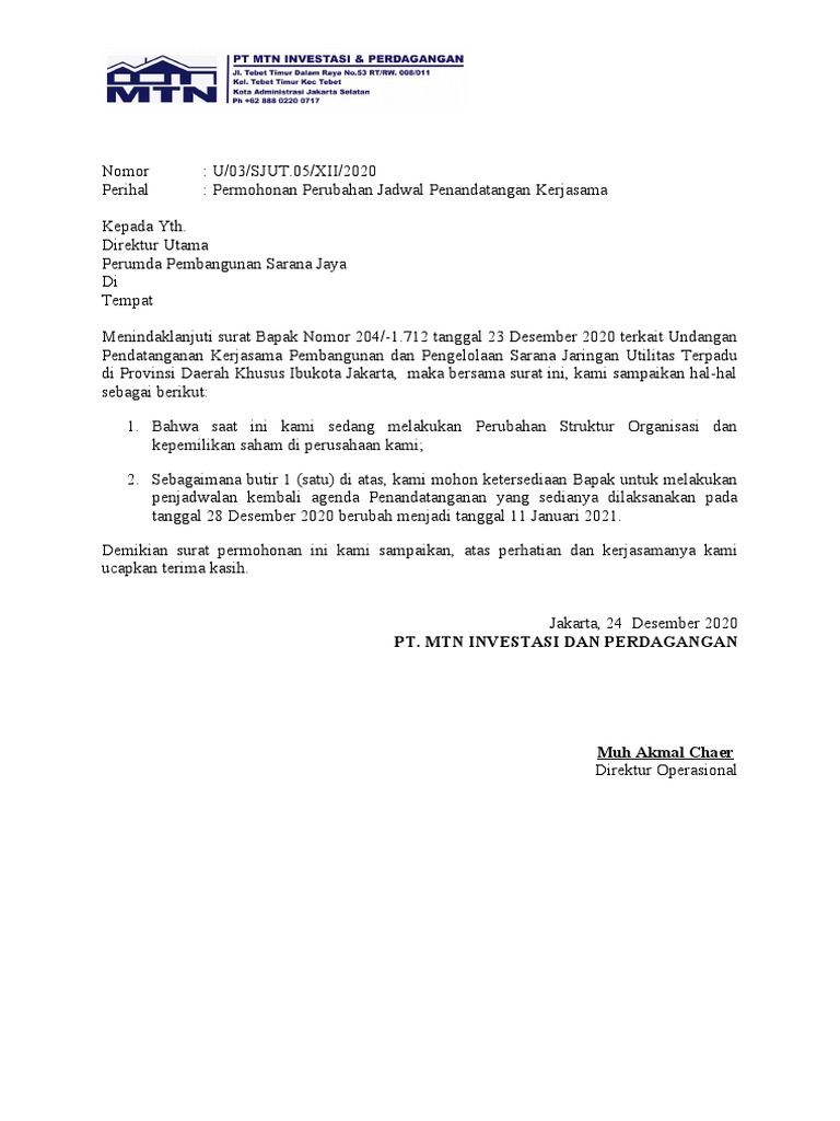 Draft Perubahan Jadwal KSO | PDF