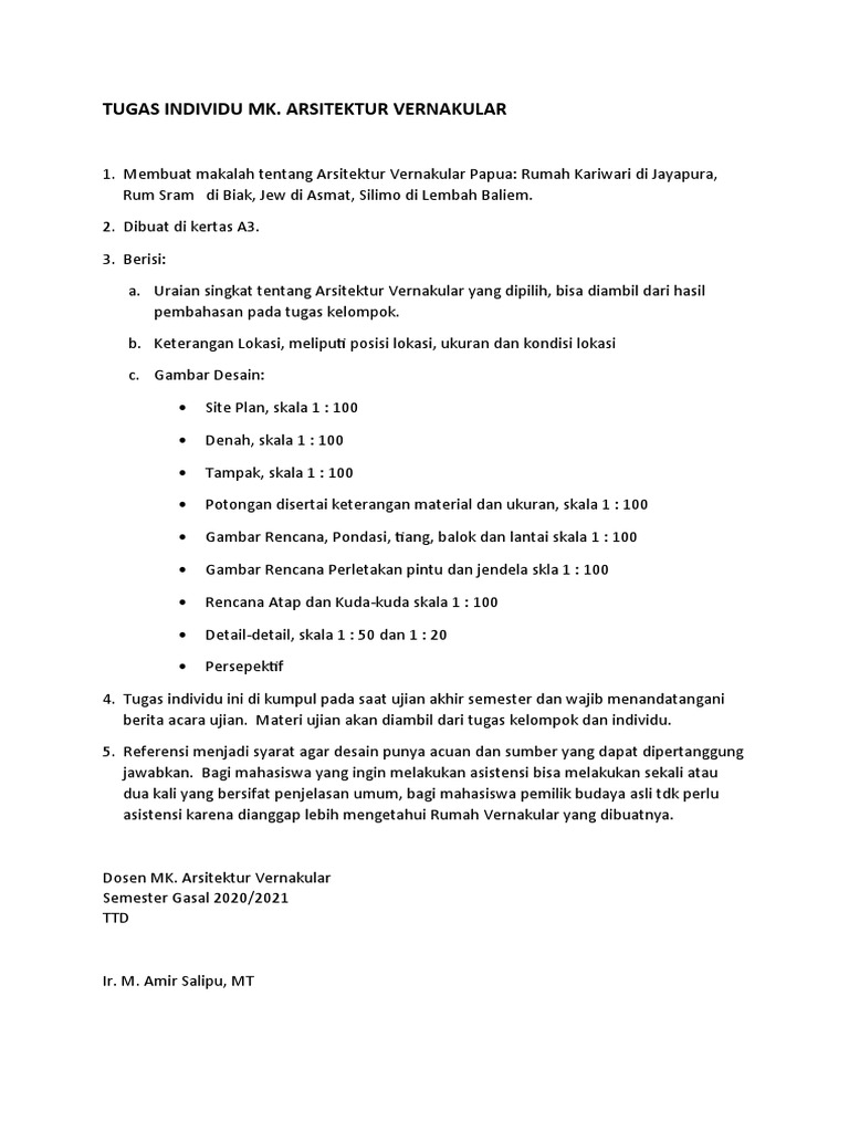 Tugas Individu MK Arsitektur Vernakular | PDF | Seni