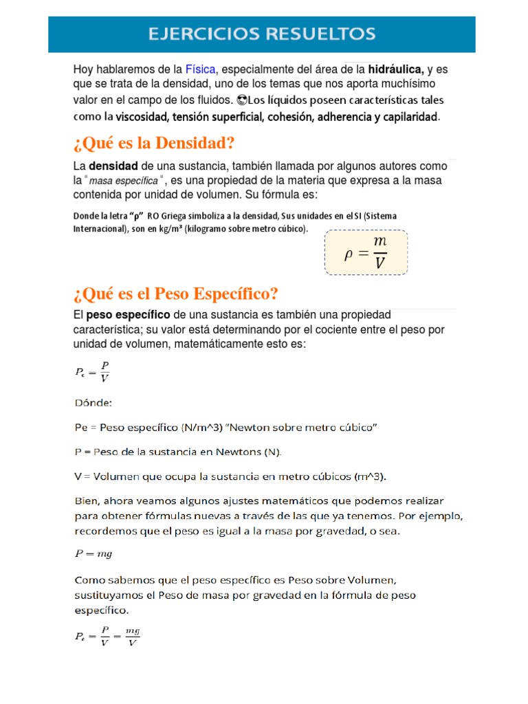 Ejercicios Resueltos de Densidad | PDF