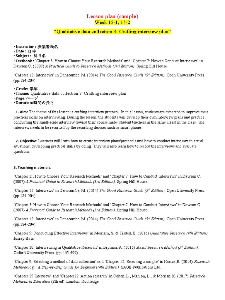 Interview Lesson Plan Development | PDF | Interview | Lesson Plan