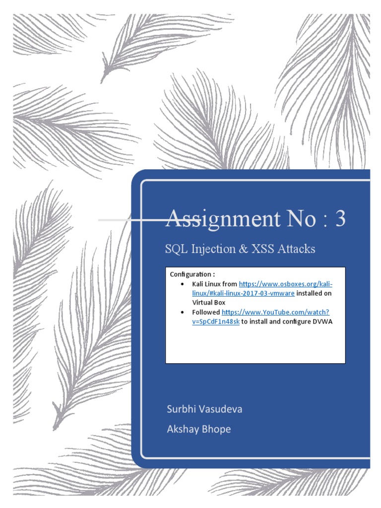 Assignment No: 3: SQL Injection & XSS Attacks | Download Free PDF ...