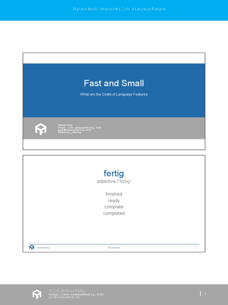 Andreas Fertig - Fast and Small | PDF | Anonymous Function | Object ...