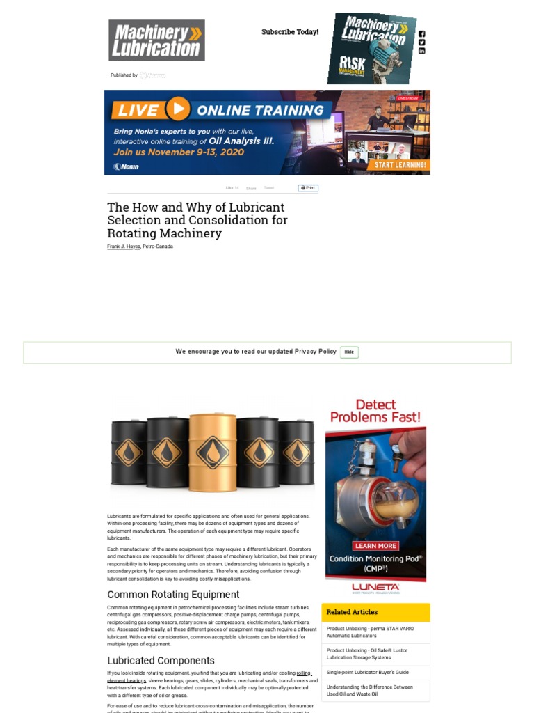 The How and Why of Lubricant Selection and Consolidation For Rotating ...