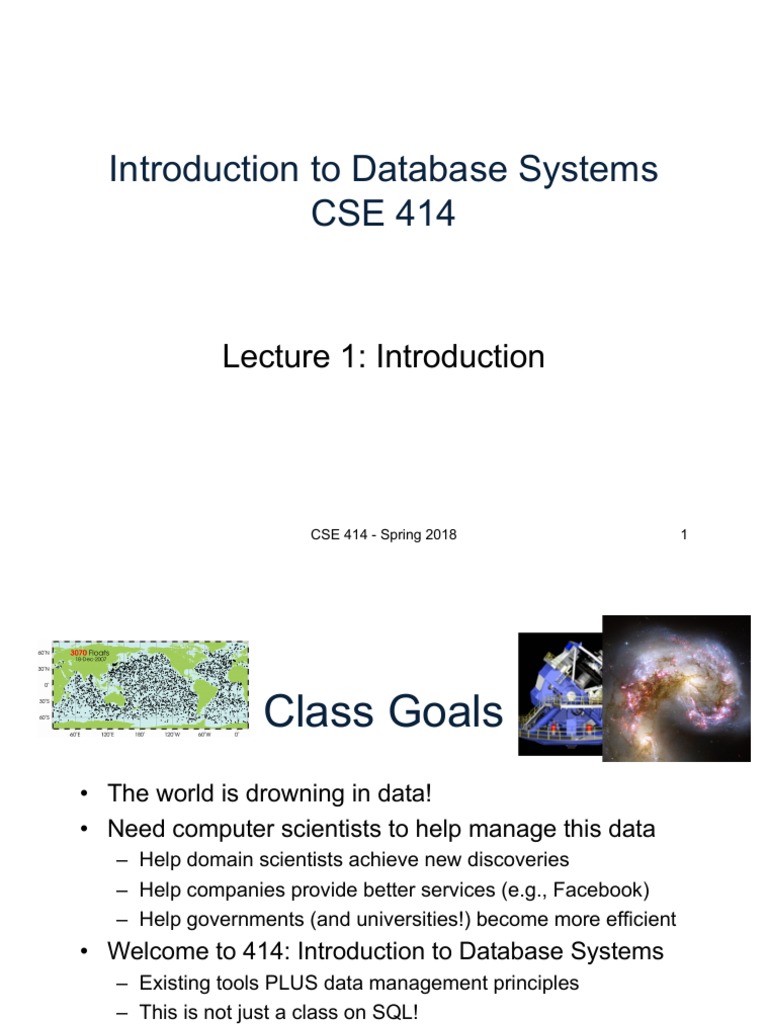 Introduction To Database Systems CSE 414 | PDF | Databases | Oracle Database