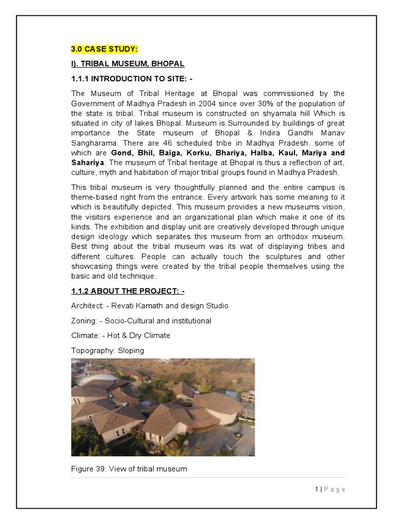 Bhopal Tribal Museum Case Study | PDF | Museum | Roof