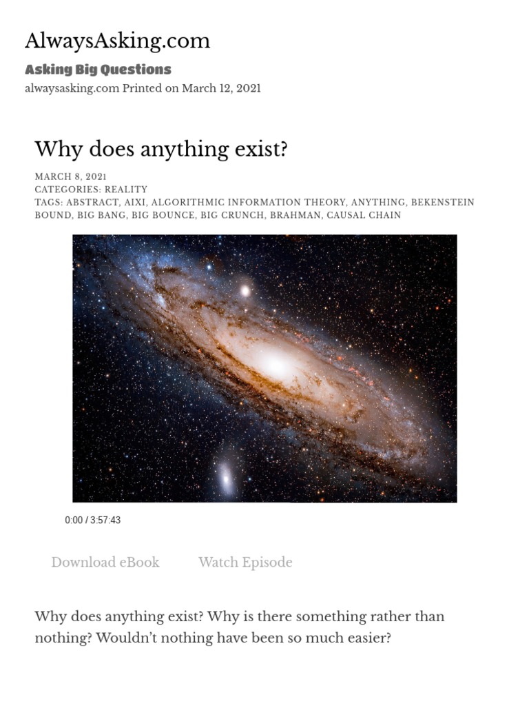Why Does Anything Exist | PDF | Nothing | Universe