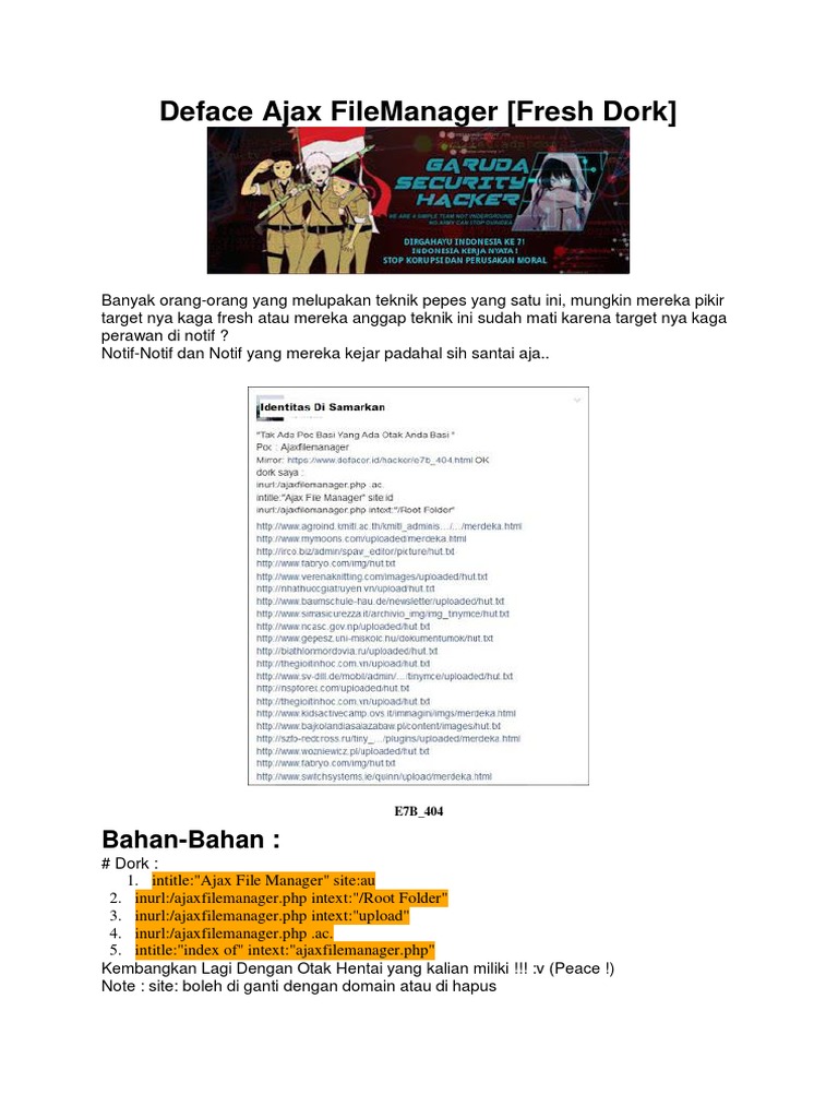Deface Ajax FileManager (Fresh Dork) | PDF