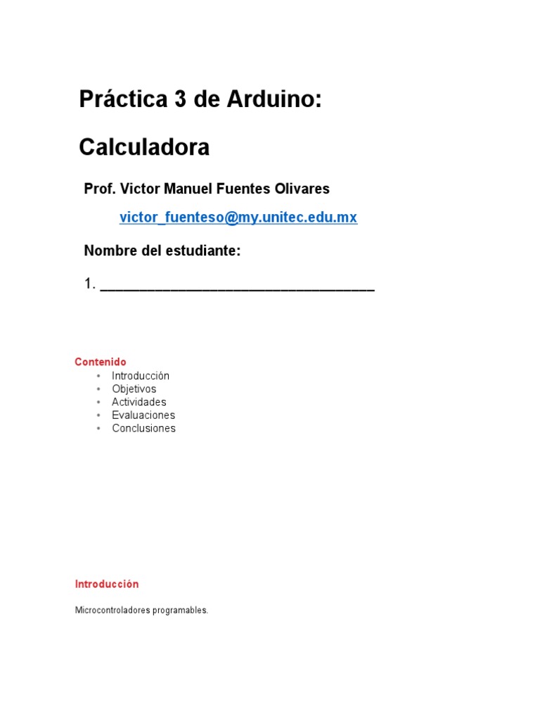 Practica 3 Calculadora Arduino | PDF | Microcontrolador | Almacenamiento de datos de la computadora