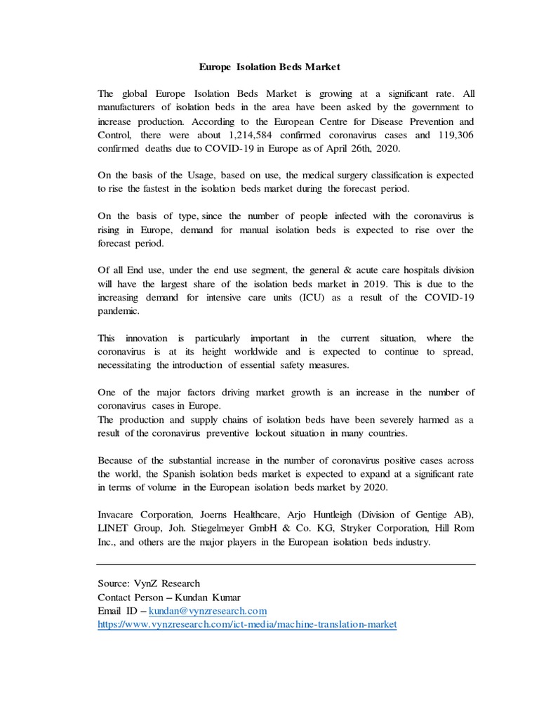 Europe Isolation Beds Market | PDF