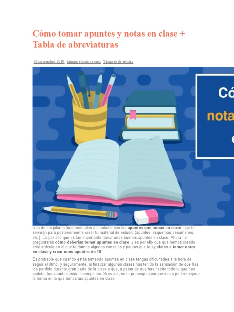 Cómo Tomar Apuntes y Notas en Clase | PDF | Información | Ritmo