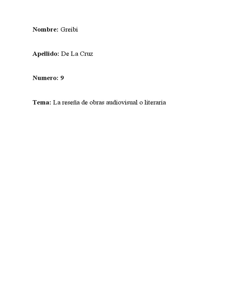 La Reseña de Obras Audiovisual o Literaria | PDF