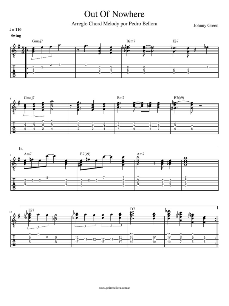 Out of Nowhere Chord Melody Version Gratuita | PDF | Musica Jazz ...