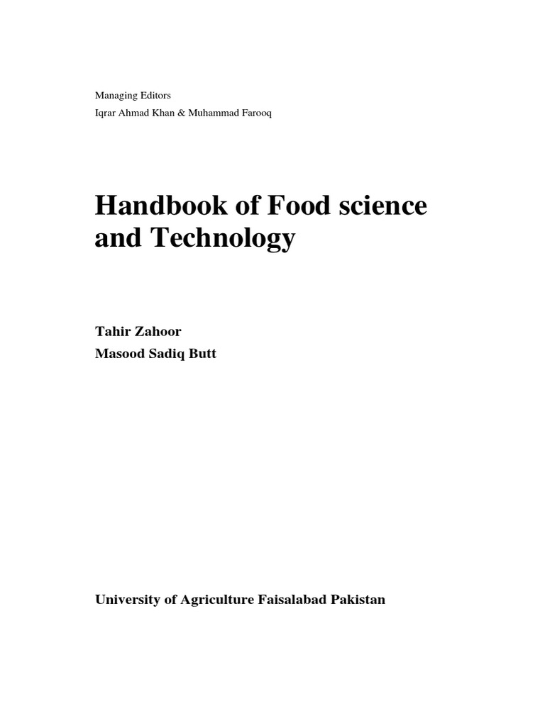 Handbook of Food Science & Technology | PDF | Food Science | Foods