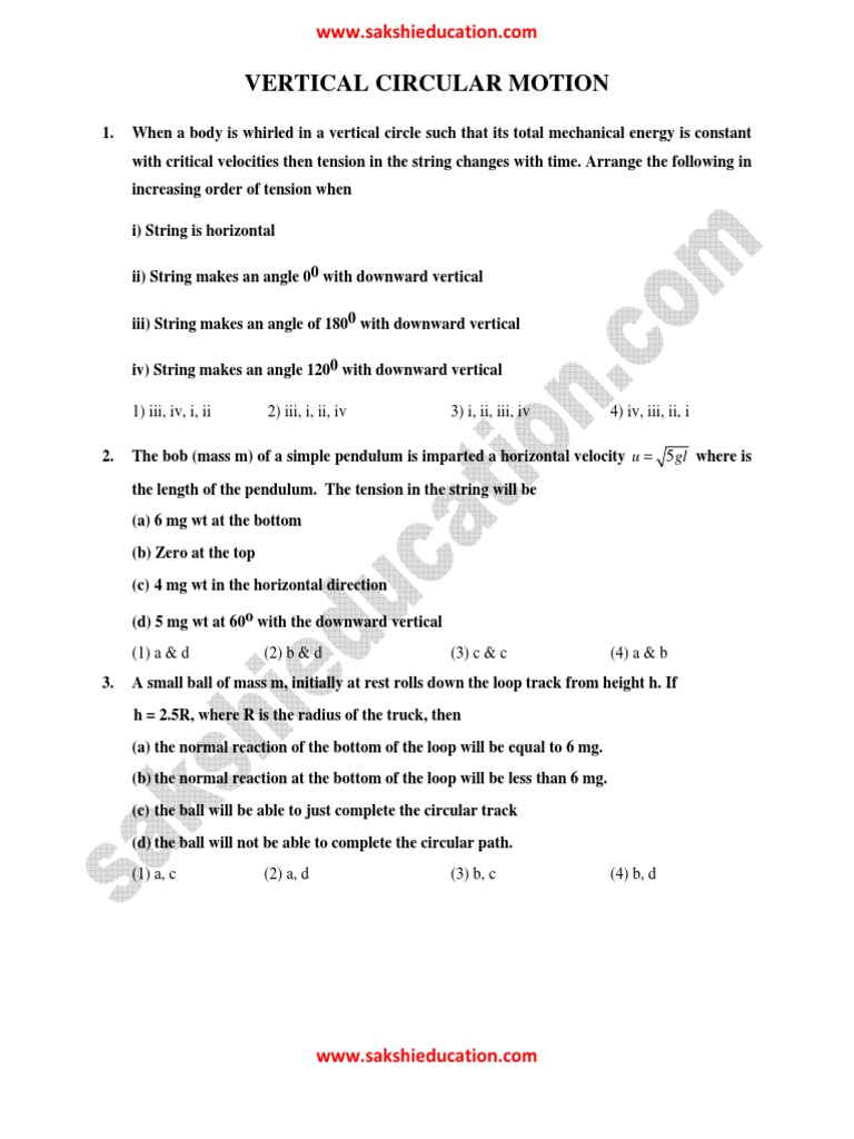 2.vertical Circular Motion | PDF | Tension (Physics) | Circle