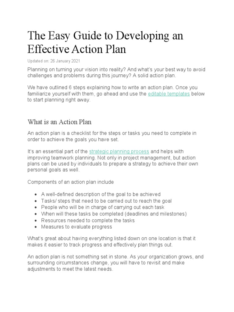 The Easy Guide To Developing An Effective Action Plan | PDF | Goal ...