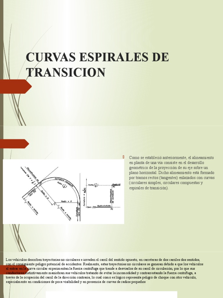 Curvas Espirales de Transicion | PDF | Curva | Ingeniería mecánica