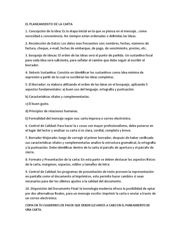 Pasos para el Planeamiento de una Carta | PDF