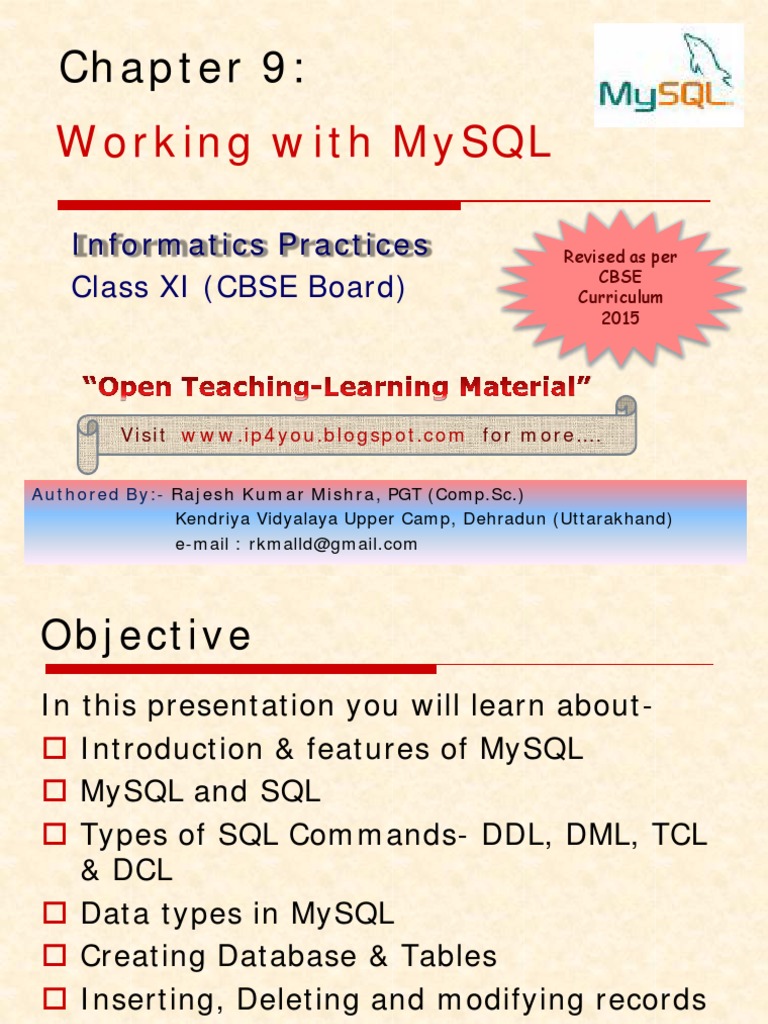 Chapter 9 MySQL | PDF | Sql | Relational Database