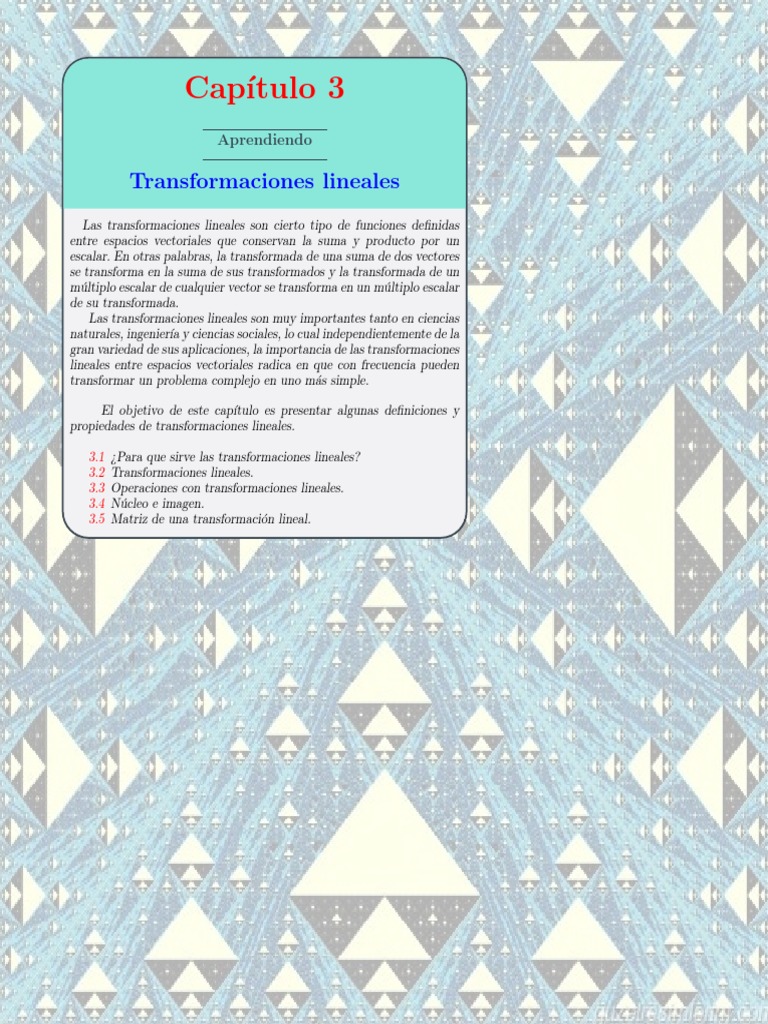 Capitulo3-Transformaciones Lineales | PDF | Mapa lineal | Espacio vectorial