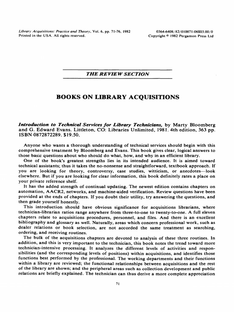 Books On Library Acquisitions: Thereview Section | PDF | Libraries | Books