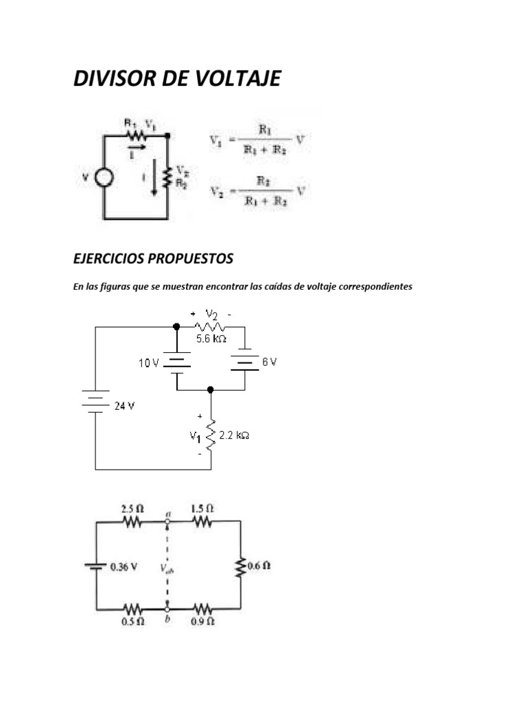05 - Ejercicios Divisor de Voltaje y Corriente | PDF