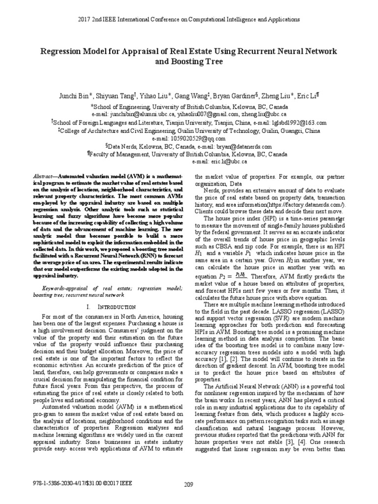 Regression Model For Appraisal of Real Estate Using Recurrent Neural ...