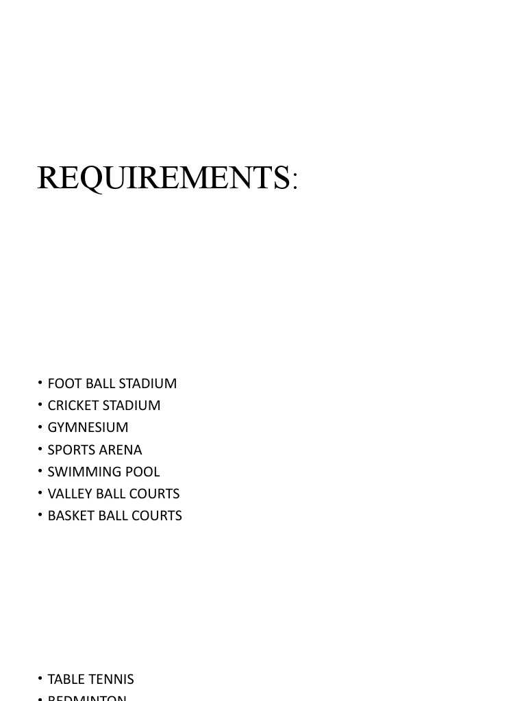 Comprehensive Sports Complex Design Requirements | PDF