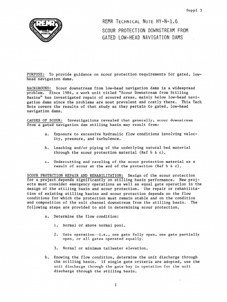 Scour Protection Downstream From Gated Low Head Dams | PDF | Spillway | Dam