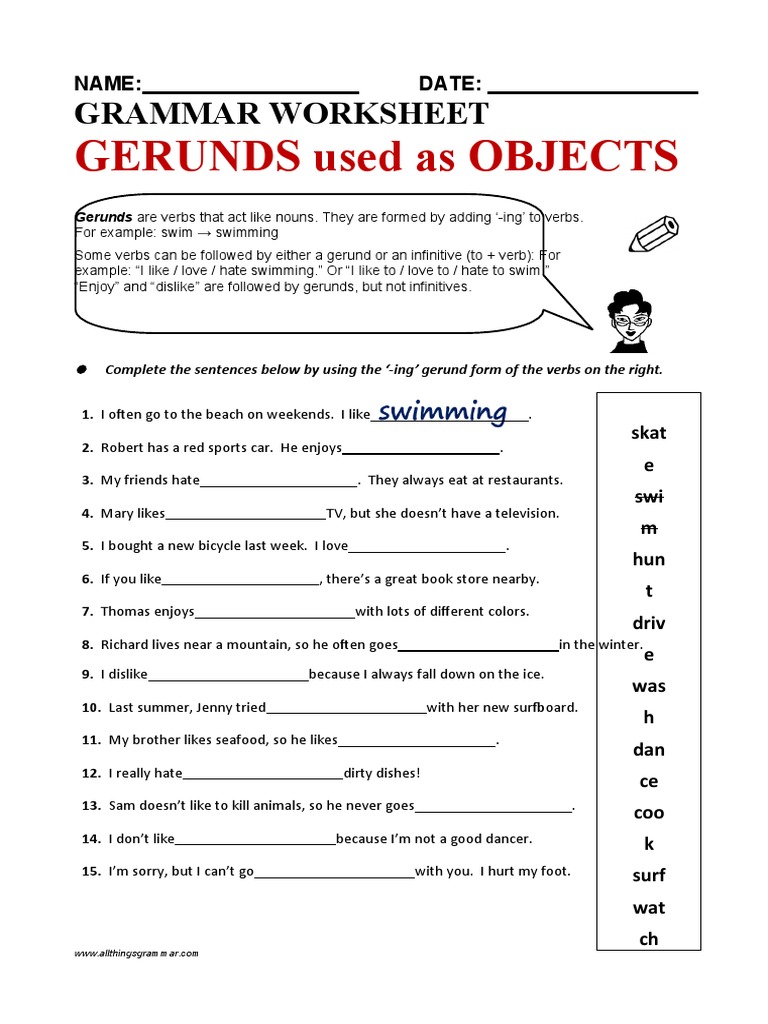 Gerunds As Objects English VI | PDF | Verb | Grammar