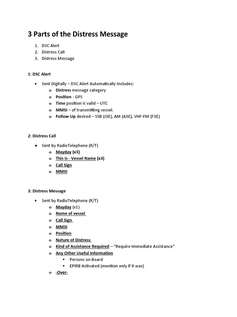 3 Parts of The Distress Message | PDF