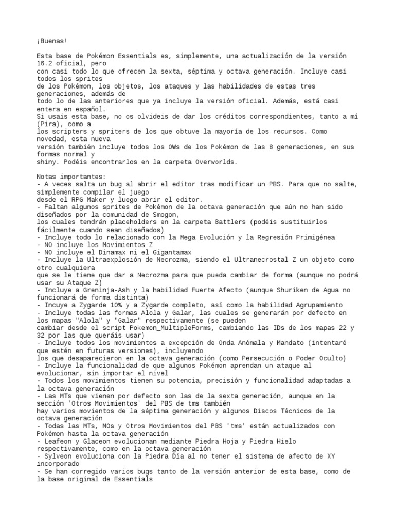 Importante Leer | PDF | Pokémon | Videojuegos