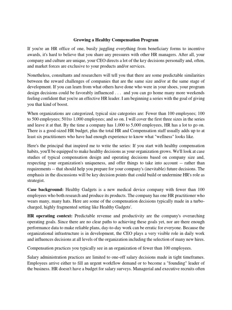 Case Study Compensation | PDF | Payroll | Employment