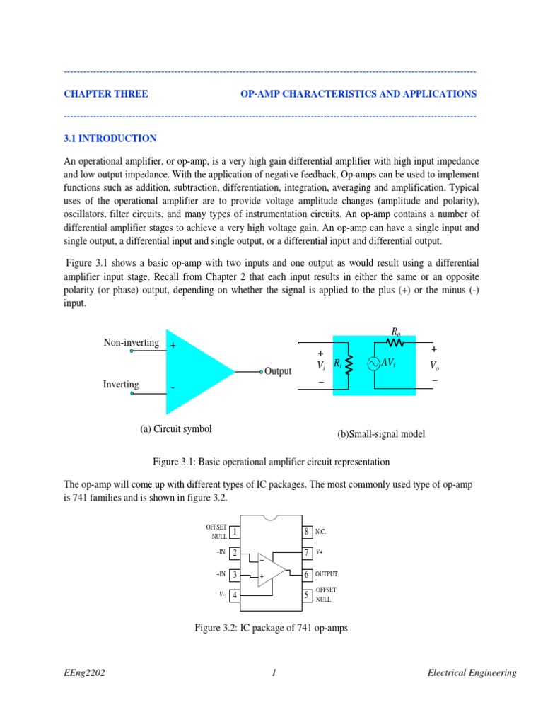 Chapter Three Op-Amp Characteristics and Applications: + Non-Inverting ...
