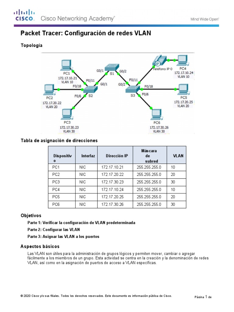 6.2.1.7 Packet Tracer - Configuring VLANs | PDF | Controlador de interfaz de red | Transmisión ...