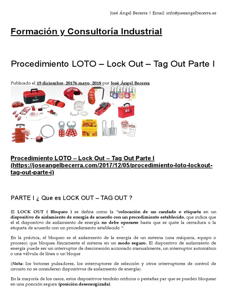 Procedimiento LOTO - PARTE1 - Lock Out Industrial | PDF | Programa de ...