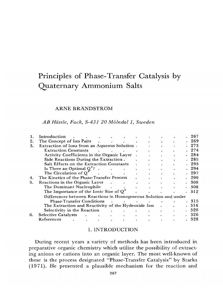 Principles of Phase-Transfer Catalysis by Quaternary Ammonium Salts ...