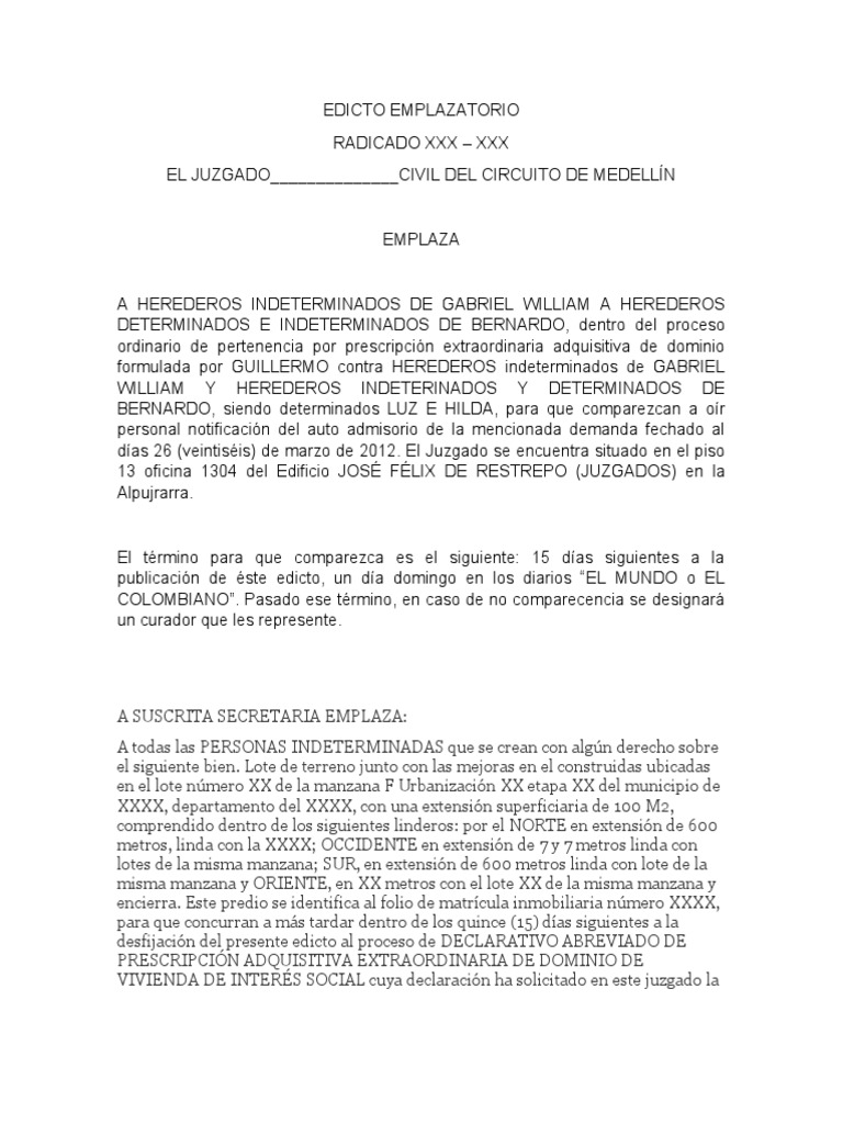 Modelo Edictos 375 | PDF