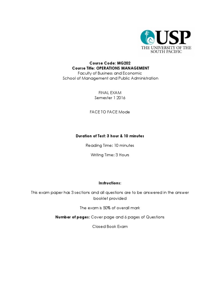 Course Code: MG202 Course Title: Operations Management | PDF ...