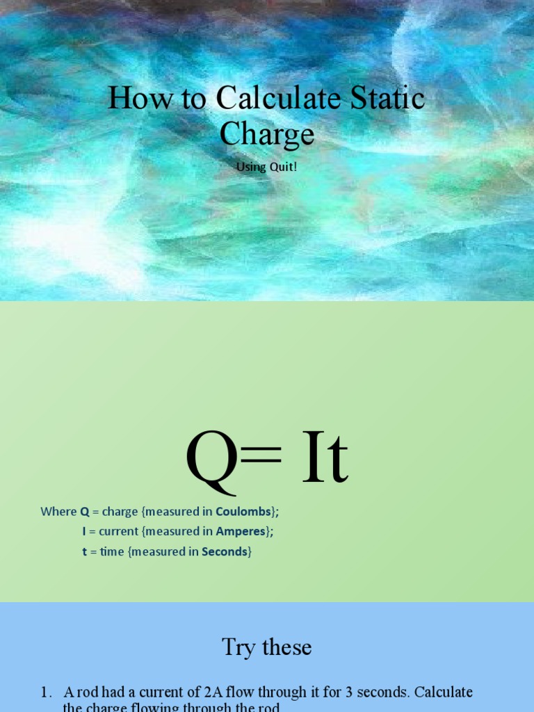 How To Calculate Static Charge | PDF