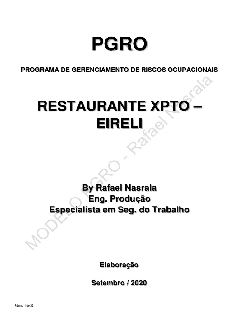 Modelo de PGRO | Download grátis PDF | Fator de risco | Temperatura
