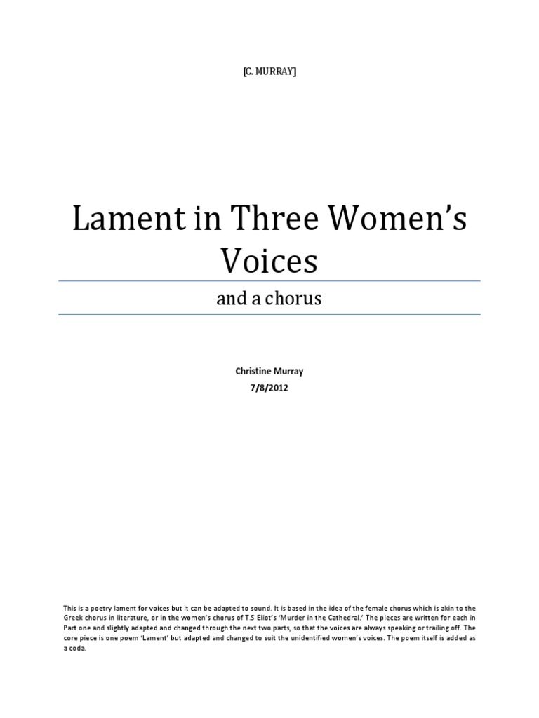 Lament For Three Womens Voices | PDF | Poetry
