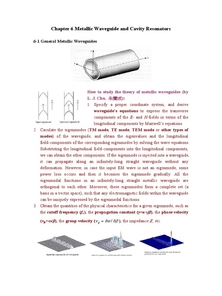 Chapter 6 Metallic Waveguide and Cavity Resonators | PDF | Waveguide ...