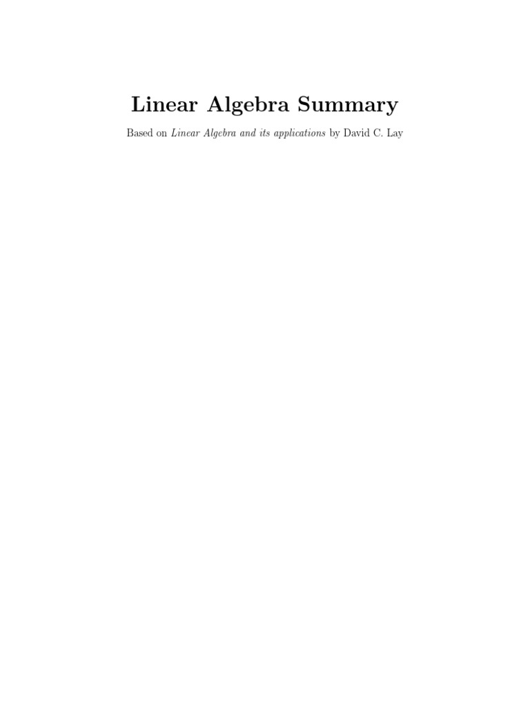 Linear Algebra Summary | PDF | System Of Linear Equations | Matrix ...