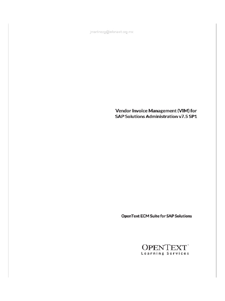 3-2102 - Vendor Invoice Management For SAP Solutions Administration v7.5 SP1 | PDF