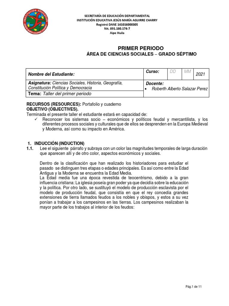 Taller de Ciencias Sociales: Edad Media | PDF | Feudalismo | Edades medias